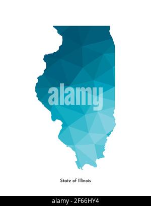 Illinois map. Geometric style US state outline with counties. Beautiful ...