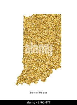 Indiana map. Us state poster with regions. Old grunge texture. Shape of ...