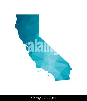 State of California blue Low Poly map with capital Sacramento, versions ...