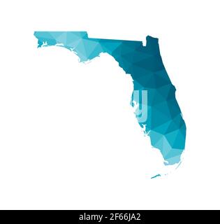State of Florida blue Low Poly map with capital Tallahassee, versions ...
