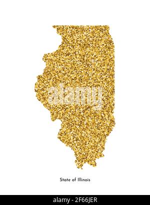 Illinois map. US state poster with regions. Shape of Illinois with US ...