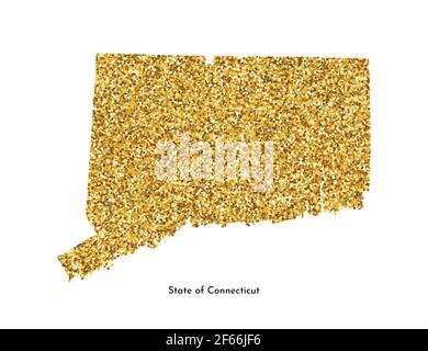 Connecticut poster. Map of the US state with colorful regions. Shape of ...
