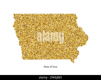Iowa map. Poster with map of the us state in retro color palette. Shape ...