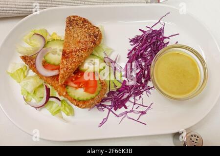 Chicken Wedge With Vegetables Breakfast Dish Top View Stock Photo - Alamy