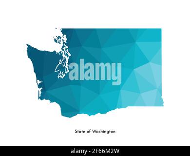 State of Washington blue Low Poly map with capital Olympia, versions ...