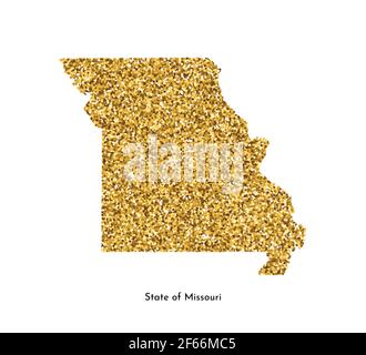 Missouri map. Poster with map of the US state in retro color palette ...