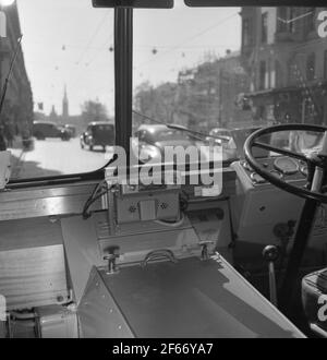 Driver's seat SJ Touristbus number 1882. Registration number M829 Stock ...