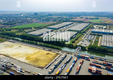 Intermodal Multimodal shipping container road - rail interchange depot ...