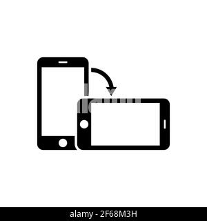 Rotate smartphone icon. Mobile screen with play button. Horisontal or ...