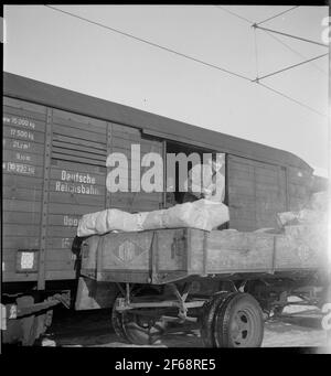 Work on a German freight wagon Stock Photo - Alamy
