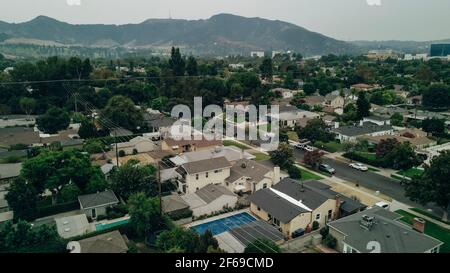 Aerial view of the downtown area of Burbank, California, USA Stock ...