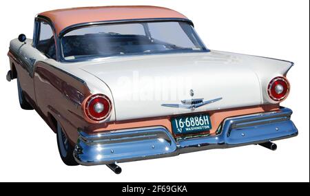 Classic Car 57 Ford Fairlane rear view Stock Photo - Alamy