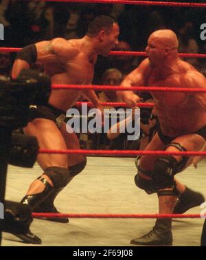 The Rock Dwayne Johnson and Stone Cold Steve Austin at Madison Square ...