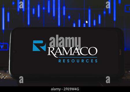 In this photo illustration Ramaco Resources logo seen displayed on a ...