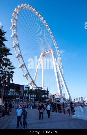 Pedestrian bridge to the Ain Dubai or Dubai Eye Observation Wheel on ...
