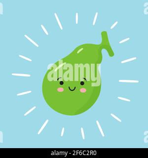 Cute sad sick human bladder organ character with blood drop. Vector ...
