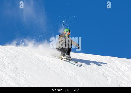 winter holidays in the snow, skier Stock Photo - Alamy