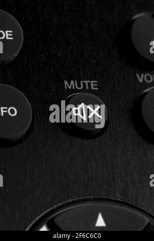 Mute button, sound off key on a modern computer keyboard, top view ...