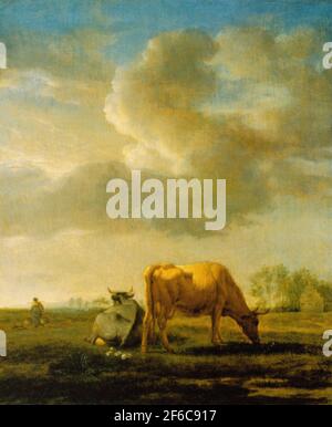 Adriaen van de Velde - Cows on a Meadow - WGA24482 Stock Photo - Alamy