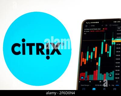 In this photo illustration, the Citrix Systems logo is seen in the ...