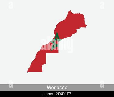 Morocco Flag Map. Map of the Kingdom of Morocco with the Moroccan ...
