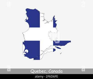 Quebec Map Flag. Map of QC, Canada with flag. Canadian province. Vector ...