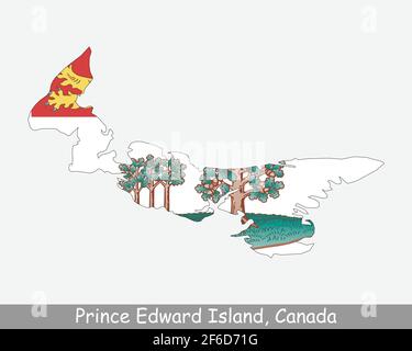 Prince Edward Island Province and Territory of Canada Map. Black ...