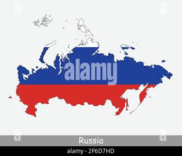 Russia Flag Isolated on Map. European countries map and flag Stock ...