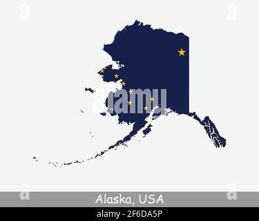 Alaska state of United States of America, USA. Simplified thick black ...