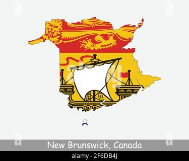 New Brunswick Province and Territory of Canada. Black Illustration and ...