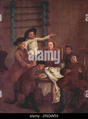 Pietro Longhi - Hunters Drawing Numbers Stock Photo - Alamy