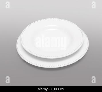 Perspective view of empty grey plate on cement background. Empty space ...