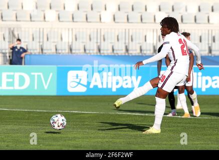 England's Eberechi Eze scores their side's third goal of the game ...
