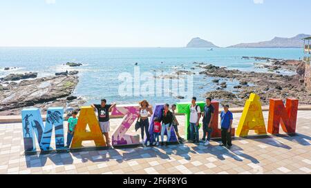 Monomental colored letters in Mazatlan, Sinaloa, Mexico. Tourist ...