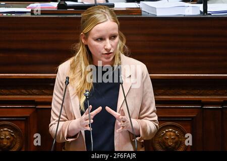 Vooruit's Melissa Depraetere pictured during a plenary session of the ...