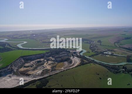 Aerial view of the derelict cement quarry near shoreham on sea Stock ...