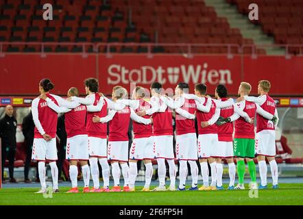 Danish team before Austria and Denmark on Ernst-Happel-Stadion stadium ...