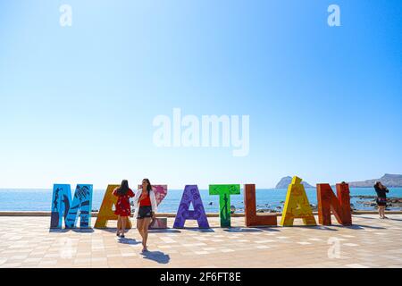 Monomental colored letters in Mazatlan, Sinaloa, Mexico. Tourist ...