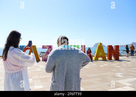 Monomental colored letters in Mazatlan, Sinaloa, Mexico. Tourist ...