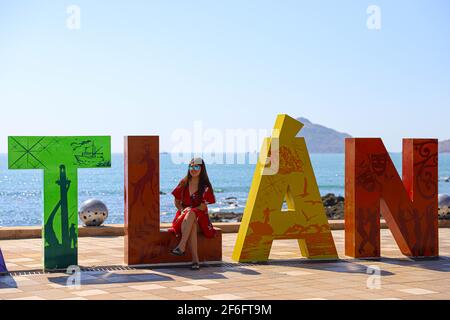Monomental colored letters in Mazatlan, Sinaloa, Mexico. Tourist ...
