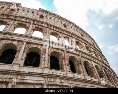Colosseum outside marble arches part on white background. Iconic ...