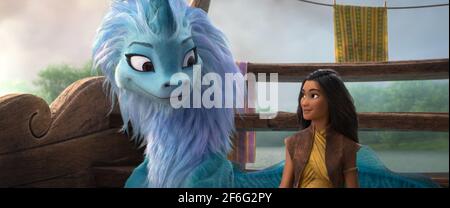 RAYA AND THE LAST DRAGON, from left: Boun (voice: Izaac Wang), Raya ...