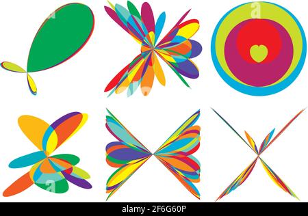 Curvy vibrant colourful abstract shapes, design elements — Stock vector ...