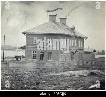 Boxholm station. Two -storey station house of stone, built according to ...