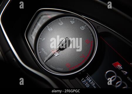 The Rev Counter Of A 2018 Audi S4 With Standard Dashboard Stock Photo ...