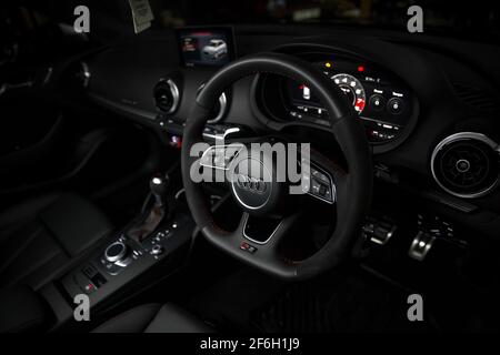 The Leather And Alcantara Multi Function Flat Bottom Steering Wheel Of ...
