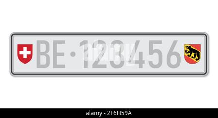 Switzerland car license plate, European country, letters, numbers and ...