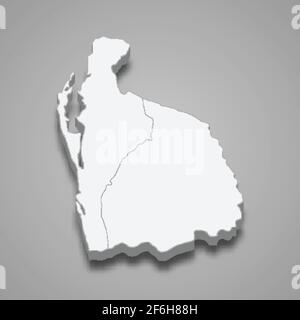 3d isometric map of Western Province of Sri Lanka, vector illustration ...