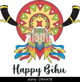 assam pepa or assamese buffalo horn pepa with the face ofn buffalo with ...