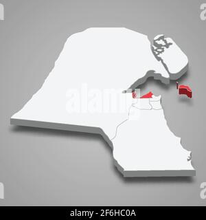 Kuwait City (State of Kuwait, Al Asimah Governorate) map vector ...